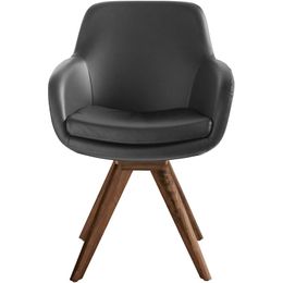 Musterring Esszimmerstuhl &raquo;Tavia&laquo; (Set) 2 Stk.Stativgestell Wildnussbaum, Drehfunktion optional, diverse Farben grau B/H/T: 62cm x 86cm x 66cm, 2 Stk., Echtleder