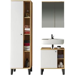 Home Affaire Badm&ouml;bel-Set &raquo;OSLO, Bad im skandinavischen Design, 3-teiliges Badezimmer&laquo; Set, 3 Stk. tlg. wei&szlig; Holzwerkstoff B/H/T: 121cmcm x 190cmcm x 