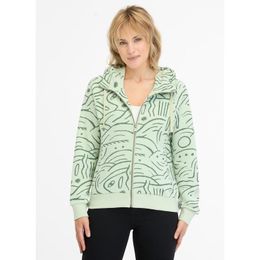 Ragwear Damen Sweatjacke &raquo;FLLAWIA PRINT&laquo; mit bedruckter Optik, aus Baumwollmischung, Regular Fit, Langarm gr&uuml;n XS (34)