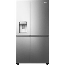 HISENSE Side-by-Side &raquo;RS818N4TIC&laquo; 179 cm hoch 91 cm breit MetalCooling, No Frost Plus, mit Wassertank, Wifi silber Linksanschlag