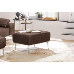 W.Schillig Polsterhocker &raquo;run&laquo; mit elegantem Holzsockel, F&uuml;&szlig;e in Chrom gl&auml;nzend, Breite 75 cm braun Flachgewebe W82 Q2 (74% Polyacryl, 26% Polyester) 