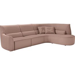 Egoitaliano Ecksofa &raquo;Puffy, extravagant & edel, Retro Designsofa, hoher Sitzkomfort, L-Form&laquo; mit Ottomane, wahlweise mit und ohne elektrischer Relaxfunktion rosa 