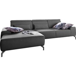 Sit & More sit&more Ecksofa &raquo;Gizeh L-Form&laquo; Fu&szlig;h&ouml;he 15 cm, inklusive Sitztiefenverstellung und Kopfteilverstellung grau B/H/T: 289cm x 178cm, Luxus-Microfaser 