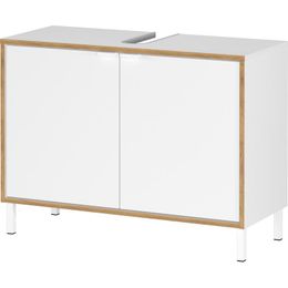 Germania Waschbeckenunterschrank &raquo;GW-Topeka&laquo; 1 Stk. tlg. mit Siphonausschnitt wei&szlig; Holzwerkstoff, MDF Wei&szlig;, B/H/T: 80cm x 60cm x 34cm, T&uuml;ren: 2 Stk.