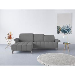 OTTO home Ecksofa &raquo;Fresh L-Form&laquo; Federkern, wahlweise Kopfteilverstellung und motorischer Vorziehsitz grau 100% Polyester B/H/T: 281cm x 79cm x 185cm,