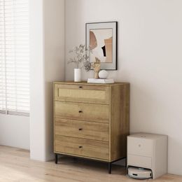 OTTO home Kombikommode &raquo;Motala Schlafzimmerschrank Garderobe Boho Eichen-Design&laquo; Eichen-Design mit Geflecht Schublade und schwarzen Griffen, Schrank 