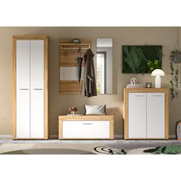 OTTO home Garderoben-Set &raquo;AOSTA, Breite 285cm, 5-teilige Garderobenkombination&laquo; Set, bestehend aus: Garderobenschrank, Sitzbank, Paneel, Spiegel & 