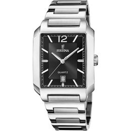 Festina Herren Quarzuhr &raquo;On The Square&laquo; Armbanduhr, Herrenuhr, Damenuhr, Edelstahlarmband, Datum silber Einheitsgr&ouml;&szlig;e