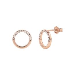 Tom Tailor Damen Tom Tailor Paar Ohrstecker &raquo;Schmuck Geschenk Silber 925 Kreis rund&laquo; mit Zirkonia (synth.) rosa Silber 925 (Sterlingsilber)