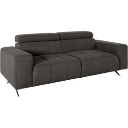 DOMO collection 2-Sitzer &raquo;Trento, mit Kufenfu&szlig; oder Einzelfu&szlig;&laquo; whlw. verstellbare Kopfteile, passend f&uuml;r g&auml;ngige Saugroboter braun 92% Polyester, 8% 
