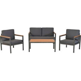 Merxx Gartenlounge-Set &raquo;&raquo;Kavos&laquo;&laquo; Set, 10 Stk. tlg. Tischplatte und Applikationen aus Kunststoff in Holzoptik grau Aluminium, Kunststoff Einheitsgr&ouml;&szlig;e