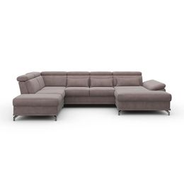Sit & More sit&more Wohnlandschaft &raquo;Cabrio U-Form, B: 359 cm, mit Sitztiefen-, Arm- & Kopfteilverstellung&laquo; 3 Nierenkissen, Federkern, optional Schlaffunktion und