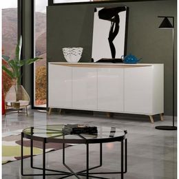 Home Affaire Sideboard &raquo;ALADINO&laquo; Breite 184 cm, komplett Hochglanz, ohne Beleuchtung wei&szlig; B/H/T: 184cm x 86cm x 40cm, 4 Stk.