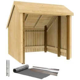 Plus Gartenhaus Fahrradunterstand offen, inkl. Dachpappe/Aluleisten/H-Pfostenf&uuml;&szlig;e beige Holzwerkstoff Einheitsgr&ouml;&szlig;e