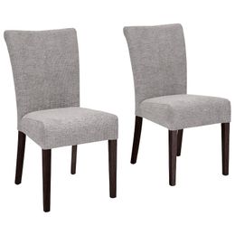 Home Affaire Esszimmerstuhl &raquo;Queen&laquo; (Set) 2 Stk.Beine aus massiver Buche, wengefarben lackiert, Polsterstuhl grau Massivholz B/H/T: 46cm x 93cm x 64cm