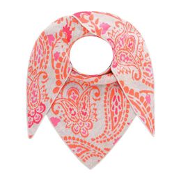 Zwillingsherz Damen Dreieckstuch &raquo;"Cozy Paisley"&laquo; modisches Muster, Strick, w&auml;rmend orange Einheitsgr&ouml;&szlig;e