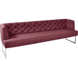 K+w Komfort & Wohnen K+W Komfort & Wohnen Polsterbank &raquo;Creso&laquo; im modernen Chesterfield-Look, F&uuml;&szlig;e in Edelstahl-Optik rot Bronco: Nappaleder pigmentiert, Dickleder, 1, 3/1,