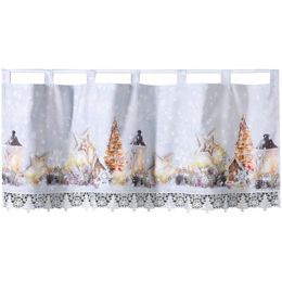 Weckbrodt-Gardinen Scheibengardine &raquo;rustikale Weihnacht&laquo; Schlaufen 1 Stk. tlg. Bistro, Gardine, blickdicht, Macram&egrave;-Bord&uuml;re, HxB 45x120cm, Store wei&szlig; Microfaser, 