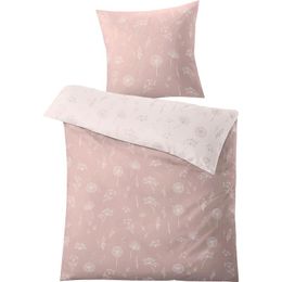 Kleine Wolke Wendebettw&auml;sche &raquo;Leone in Gr. 135x200 oder 155x220 cm&laquo; 2 Stk. gebl&uuml;mte Bettw&auml;sche aus Baumwolle, Bettw&auml;sche mit Rei&szlig;verschluss rosa Mako-Satin, 