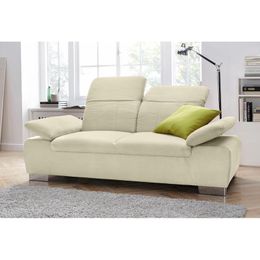 DOMO collection 2-Sitzer &raquo;Milan inklusive komfortablen Federkern f&uuml;r mehr Sitzkomfort&laquo; mit R&uuml;ckenverstellung beige Luxus-Microfaser (100% Polyester);