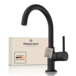 WASSERWERK Waschtischarmatur &raquo;WT 14&laquo; inkl. Popup, 360&deg; schwenkbar, ger&auml;uscharm, wassersparend schwarz B/H/T: 4,5cm x 25cm x 17cm, Schwenkbar 
