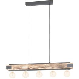 Eglo H&auml;ngeleuchte &raquo;LAYHAM Pendellampe, Holz und Stahl, E27, Vintage, Esszimmerleuchte&laquo; E27 1 Stk. Pendelleuchte, L96 x B8,5 x H110 cm, braun, schwarz,