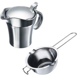 Westmark Sauciere 2 Stk. aus Edelstahl Thermo-Sauciere, Butter-/Schokoladenpf&auml;nnchen silber Edelstahl Einheitsgr&ouml;&szlig;e