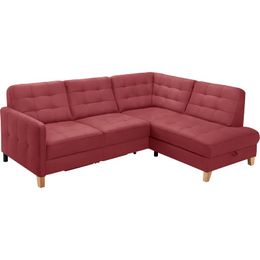 exxpo - sofa fashion Ecksofa &raquo;Elio, kompakt & bequem, zeitloses Design, Breite 228cm, L-Form&laquo; wahlweise mit Bettfunktion und Bettkasten rot B/H/T: 