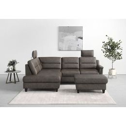 Sit & More sit&more Ecksofa &raquo;Far&ouml; L-Form&laquo; inklusive Federkern, wahlweise mit Schlaffunktion und Bettkasten braun B/H/T: 251cm x 90cm x 187cm, Microfaser, 