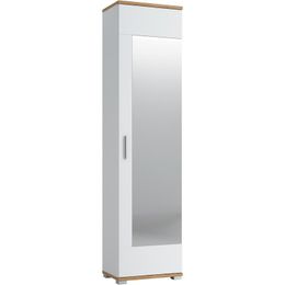 LIVING CHARM Garderobenschrank &raquo;Hola&laquo; Breite ca. 50 cm wei&szlig; Holzwerkstoff wei&szlig;/Wotan Eiche, B/H/T: 50cm x 198,5cm x 33,5cm, T&uuml;ren: 1 Stk.