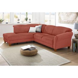 OTTO home Ecksofa &raquo;Gotland L-Form&laquo; wahlweise mit Sitztiefenverstellung + Bettkasten orange Struktur (100% Polypropylen);Luxus-Microfaser ALTARA NUBUCK
