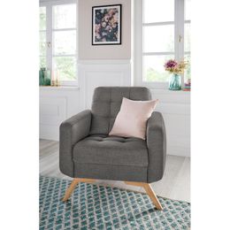 exxpo - sofa fashion Sessel &raquo;Fiord, Loungesessel&laquo; aktuelles Design, tolle Detailverarbeitung im Sitz und R&uuml;cken grau Webvelours (100% Polyester);