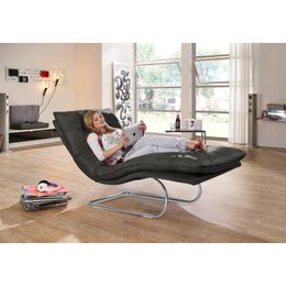 W.Schillig Relaxliege &raquo;daily dreams&laquo; in Waffelkissen-Optik, wahlweise mit Motor, Freischwingergestell grau Longlife Xtra-Leder Z69: Das feinnarbige, 