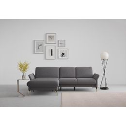 Sit & More sit&more Ecksofa &raquo;Fashion L-Form&laquo; wahlweise mit Kopfteilverstellung, Vorziehsitz, motorisch, Nickelf&uuml;&szlig;e braun B/H/T: 253cm x 84cm x 165cm, Chenille, 