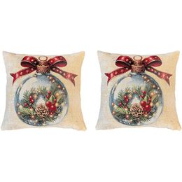 Home Wohnideen Dekokissen &raquo;CHRISTMAS BALL&laquo; ohne F&uuml;llung, Gobelin, SET bunt Baumwolle, Polyester B/L: 45cm x 45cm, 2 Stk.