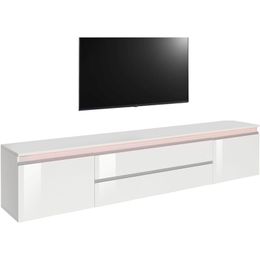 Home Affaire Lowboard &raquo;Magic,Lowboard,TV-Kommode,TV-M&ouml;bel,TV-Bank&laquo; Hochglanzlackiert, Alugriff, 2 T&uuml;ren, 2 Schubk&auml;sten,B/T/H 240&times;40&times;55 cm wei&szlig; B/H/T: 