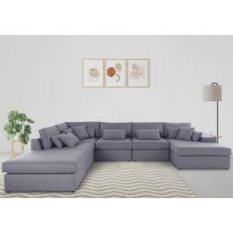 OTTO home Wohnlandschaft &raquo;Florid U-Form&laquo; 6 Teile, bestehend aus Modulen, viele Bezugsqualit&auml;ten, auch in Cord grau Baumwollmix (60% Baumwolle/40% 
