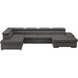 Sit & More sit&more Wohnlandschaft &raquo;Alcudia U-Form&laquo; wahlweise mit Schlaffunktion braun B/H/T: 349cm x 73cm x 226cm, NaturLEDER , Ottomane links,mit 