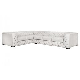 Home Affaire Chesterfield-Sofa &raquo;KALINA L-Form&laquo; hochwertig Chesterfield-Ausf&uuml;hrung beige 100% Polyester B/H/T: 307cm x 67cm x 227cm, Struktur, Ottomane