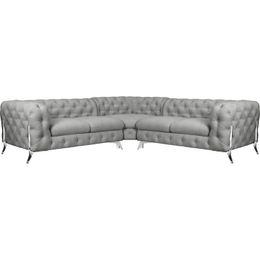 Home Affaire Chesterfield-Sofa &raquo;Amaury L-Form&laquo; Chesterfield-Optik, Breite/Tiefe je 262 cm, Fu&szlig;farbe w&auml;hlbar silber Struktur (100% Polyester);Samtoptik