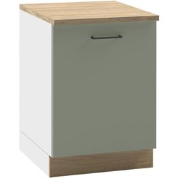 KOCHSTATION Unterschrank &raquo;Kolari&laquo; 1 Stk. tlg. Ma&szlig;e (B/T/H): 60,1 x 60 x 88 cm gr&uuml;n FSC -zertifizierter Holzwerkstoff wei&szlig;, B/H/T: 60,1cm x 88cm x 60cm