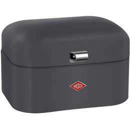 Wesco Brotkasten &raquo;Single Grandy - Brotdose&laquo; L&uuml;ftungsl&ouml;cher auf der R&uuml;ckseite, Metallschaniere grau Stahlblech B/H/L: 26,8cm x 17,5cm x 22cm