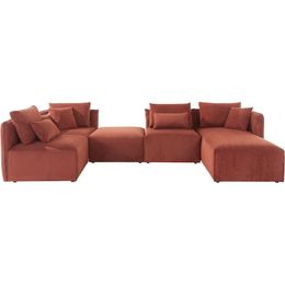 OTTO home Wohnlandschaft &raquo;N&ouml;re U-Form&laquo; 5 Teile, in vielen Bezugsqualit&auml;ten und Farben s. auch "N&ouml;re" orange 92% Polyester, 8% Polyamid B/H/T: 340cm x 
