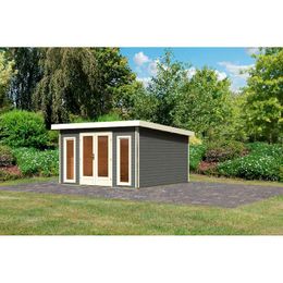 Karibu Gartenhaus &raquo;Rabensee 3&laquo; terragrau grau Holzwerkstoff Einheitsgr&ouml;&szlig;e