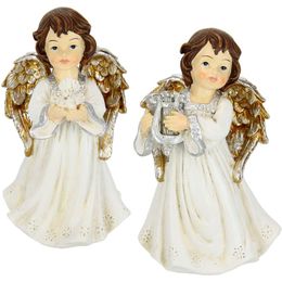 I.GE.A. Engelfigur &raquo;Engel&laquo; 3er Set mit Blumen, Dekofigur, Dekoengel beige Polyresin B/H/T: 11cm x 17cm