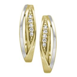 Firetti Damen Paar Creolen &raquo;Schmuck Geschenk Gold 333 in Bicolor-Optik&laquo; mit Brillant - Verschnittfassung gold 0,04, 0,04 P2 = erkennbare Einschl&uuml;sse, 