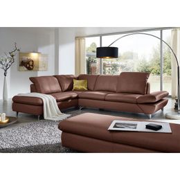 W.Schillig Ecksofa &raquo;Taoo, elegant und zeitlos, bequem, L-Form, Breite 296cm&laquo; mit Sitziefenverstellung & Kopfteilverstellung rot Longlife Xtra-Leder 
