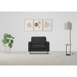 OTTO home Loveseat &raquo;Pinto 105 cm, Cord, Chenille, Lederoptik&laquo; mit Keder, Metallf&uuml;&szlig;en und auch in Cord Bezug erh&auml;ltlich grau Kunstleder (65% Polyester,