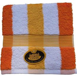 G&ouml;zze Handt&uuml;cher &raquo;New York&laquo; im Set, gestreift, mit Bord&uuml;re orange Walkfrottee, Obermaterial: 100% Baumwolle B/L: 50cmx100cm, 2 Stk., Walkfrottee
