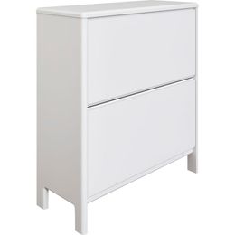 OTTO home Schuhschrank &raquo;Luven&laquo; FSC zertifiziertes Massivholz, mit 2 Klappen wei&szlig; Massivholz wei&szlig;, B/H/T: 82cm x 92cm x 34cm, Komplettausf&uuml;hrung